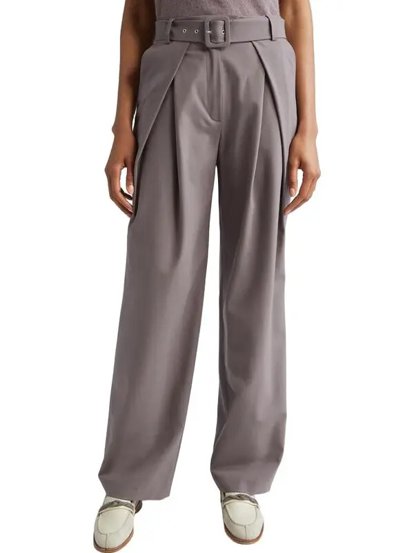 Eleventy Pleated Belted Wool Pants - Viola