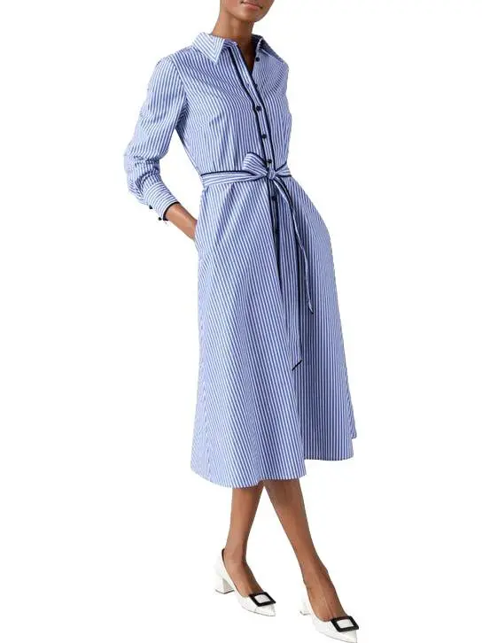 LK BENNETT Lucan Long Sleeve Shirtdress - Blue