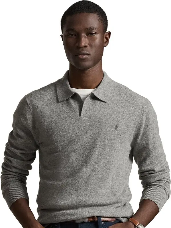 Ralph Lauren Wool Johnny-collar Sweater - Fawn Grey Heather