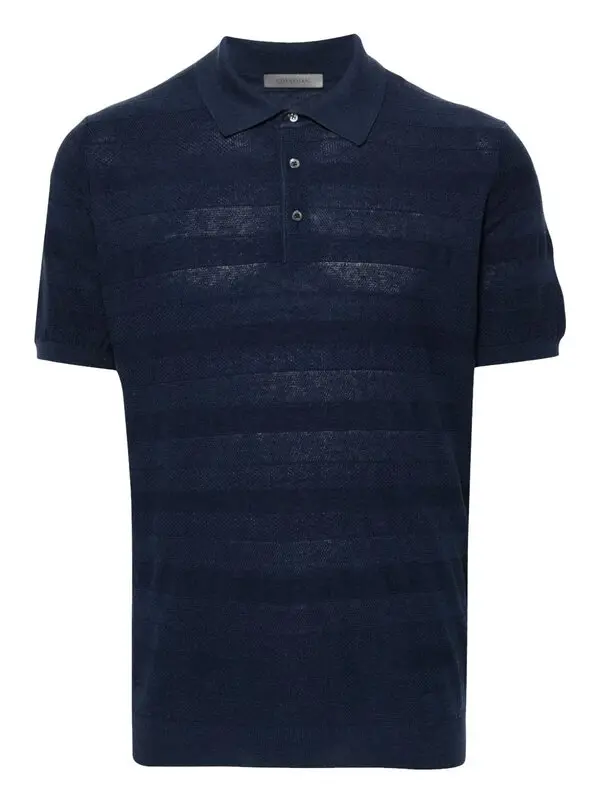 Corneliani Ribbed-knit Polo Top - Blue