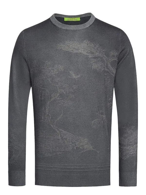 Shanghai Tang Spray-effect Jacquard Jumper - Grey