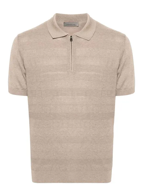 Corneliani Ribbed-knit Polo Shirt - Neutrals