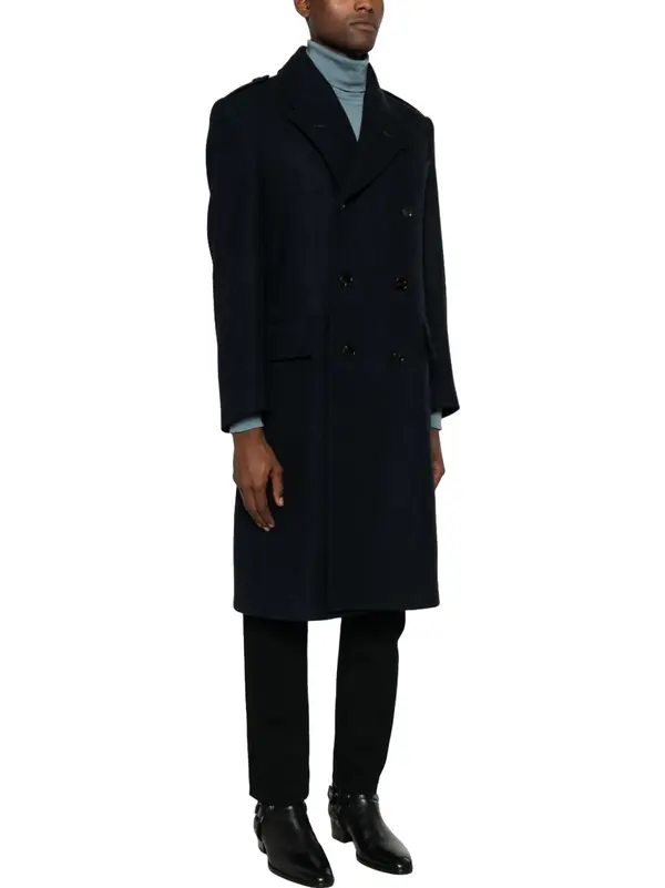 TOM FORD Herringbone Overcoat - Blue
