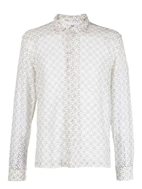 BODE Floral-lace Long-sleeve Shirt - White