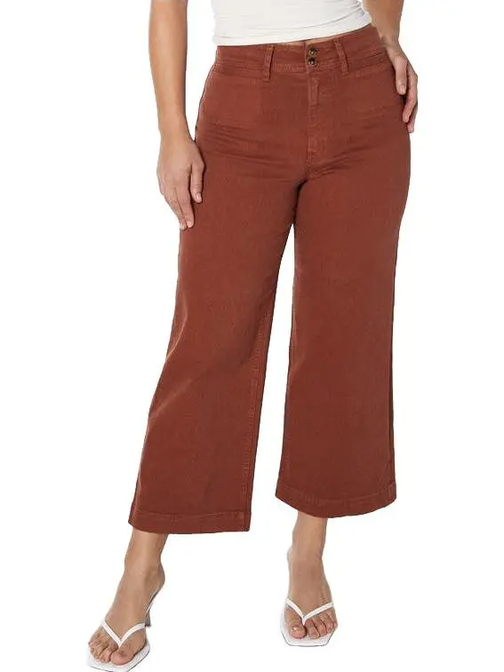 UNPUBLISHED Gemma Crop Wide Leg Jeans - Rust Brown