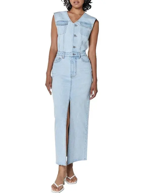 UNPUBLISHED Wyatt Twin Flame Denim Maxi Dress - Light Blue