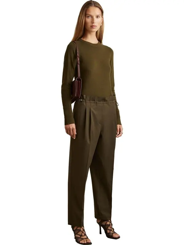 REISS Essie Tapered Trousers - Khaki