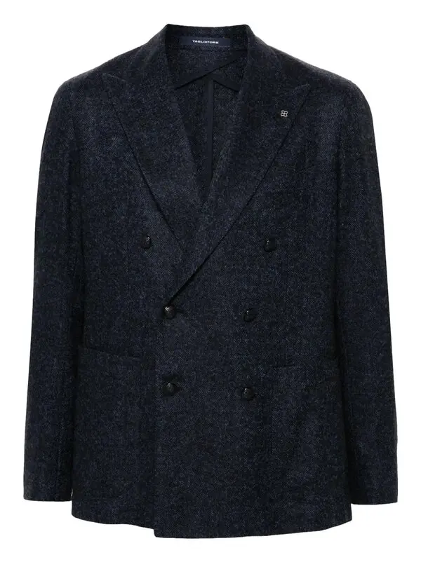 Tagliatore Herringbone Double-breasted Blazer - Blue