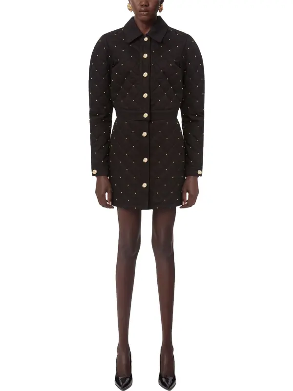 Nina Ricci Studded Quilted Cotton Skirt - Black