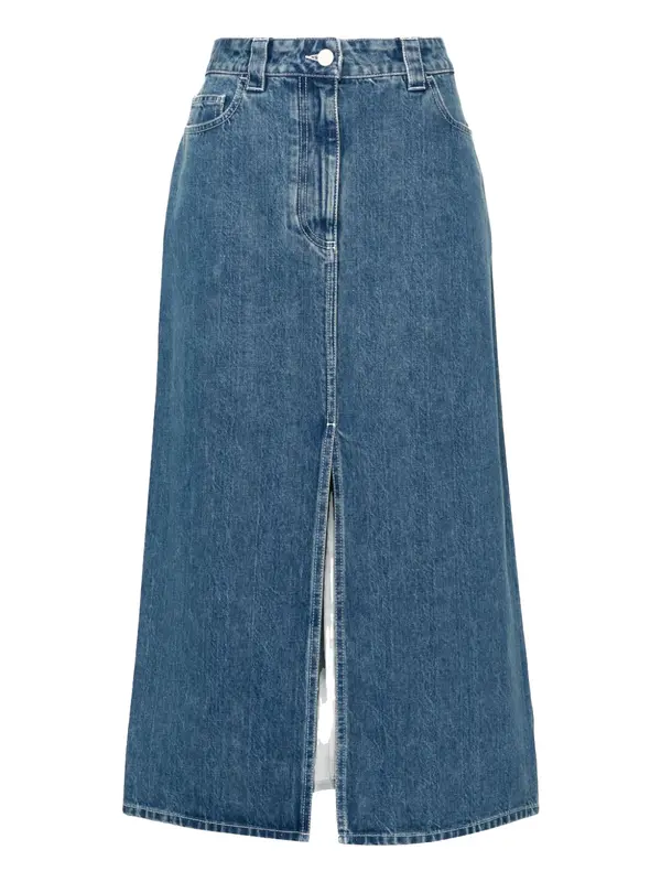 Sunnei Logo-patch Denim Skirt - Blue