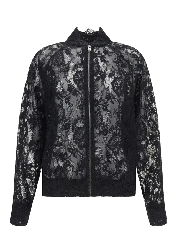 Ermanno Scervino Floral Lace Bomber Jacket - Black