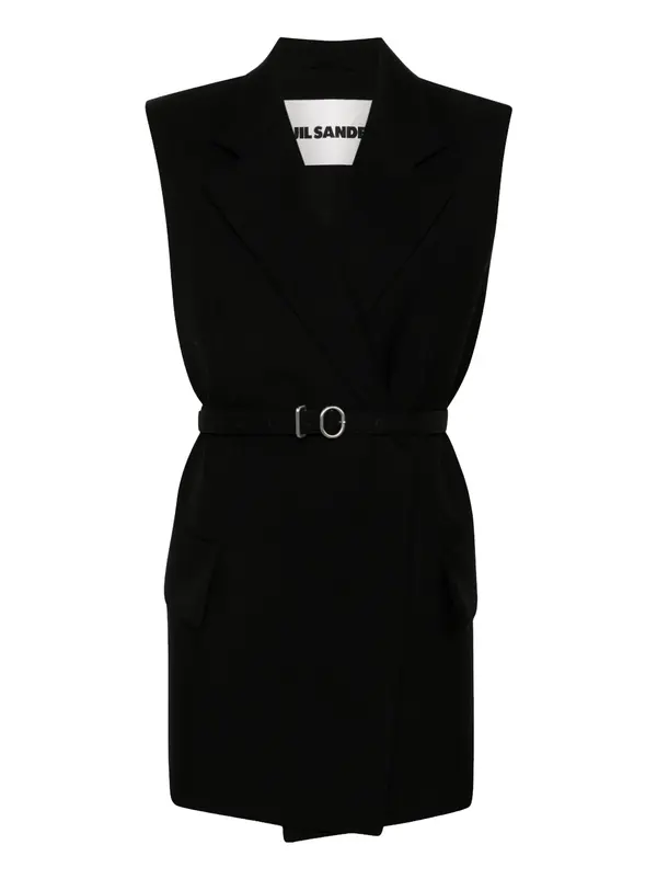 JIL SANDER Wool Sleeveless Coat - Black