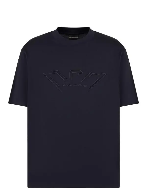 Emporio Armani Logo-raised Jersey T-shirt - Blue