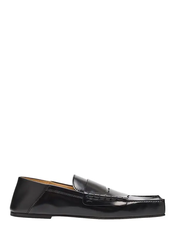 Jacquemus Leather Square-toe Penny Loafers - Black