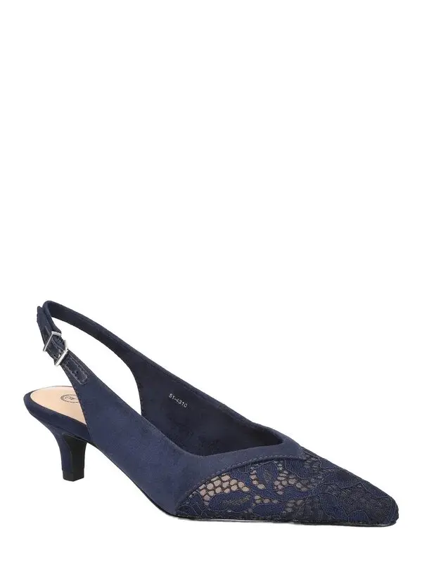 BELLA VITA Marquette Slingback Pumps - Navy Suede