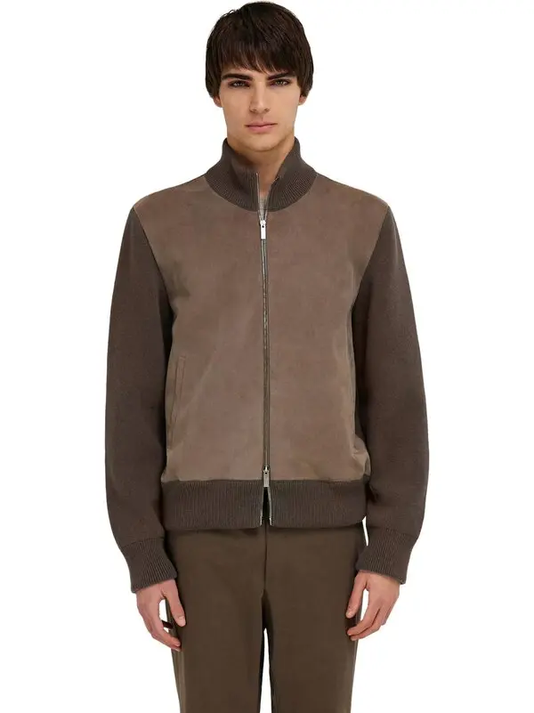 FERRAGAMO Blouson With Leather Inserts - Grey