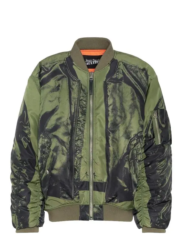 JEAN PAUL GAULTIER Nylon Trompe L'oeil Bomber Jacket - Khaki Green