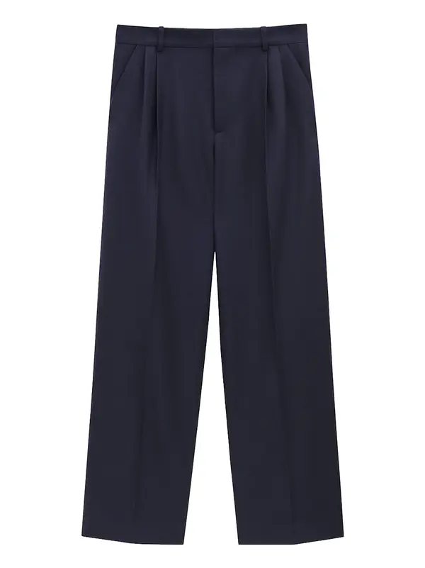 Loewe Pleated Melange Trousers - Navy Melan