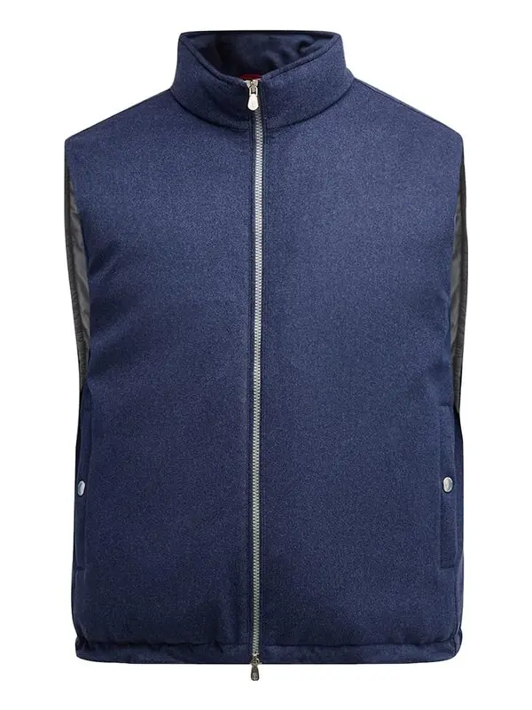Brunello Cucinelli Wool Padded Full-zip Vest - Blue