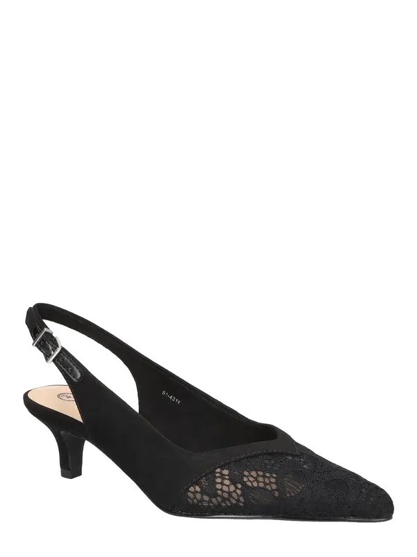 BELLA VITA Marquette Pointed Toe Slingback Pump - Black Suede