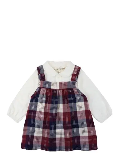 HOPE & HENRY Baby Organic Bodysuit And Jumper Set - Berry Tartan Set