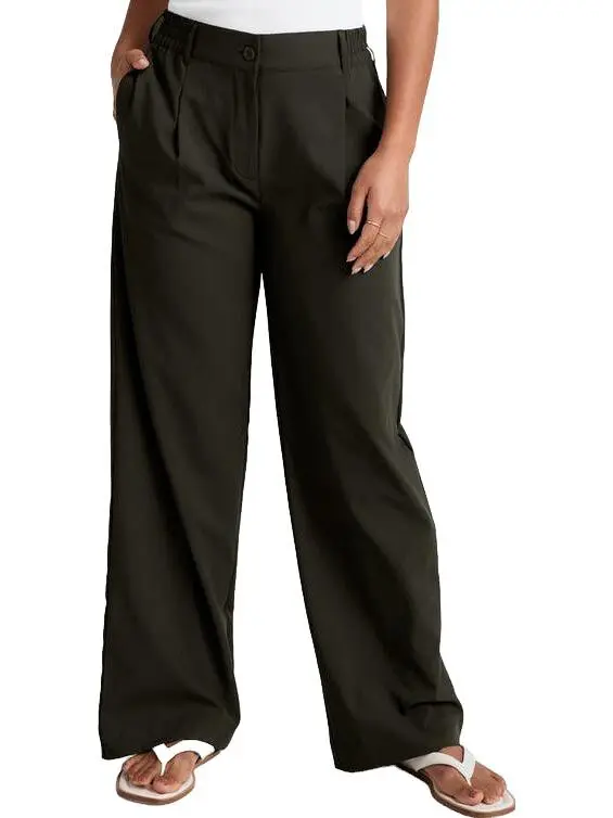 Beyond Yoga Status Wide Leg Trousers - Olive Ink