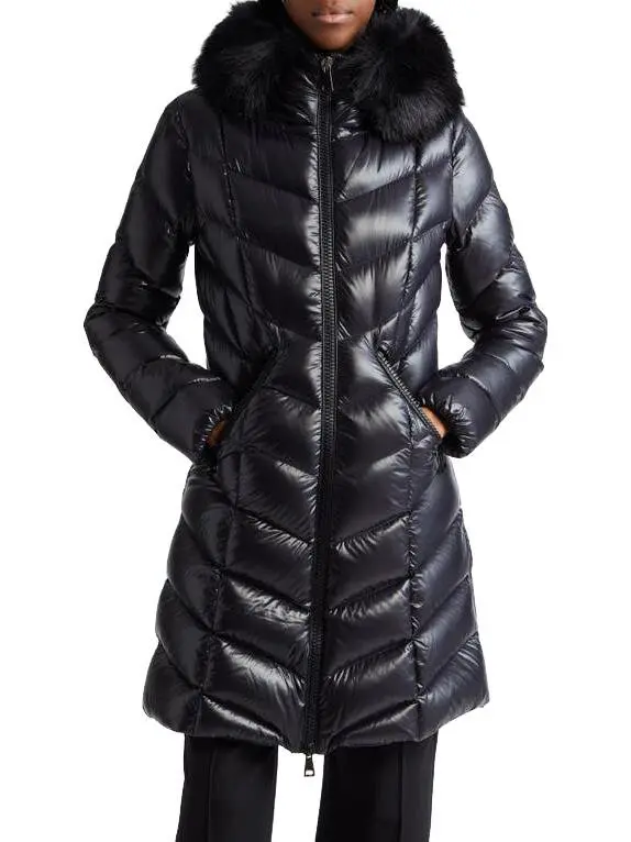 Moncler Fulmarus Hooded Down Puffer Jacket With Faux Fur Trim - Black