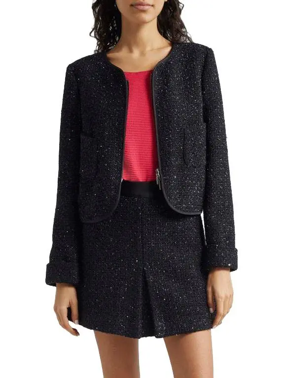 Emporio Armani Metallic Tweed Jacket - Solid Black