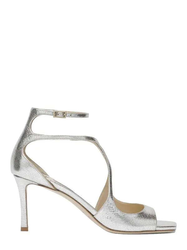 JIMMY CHOO Azia Laminated Leather Stiletto Sandals - Beige