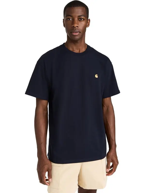 Carhartt Work In Progress Short Sleeve Chase T-shirt - Dark Navy/gold