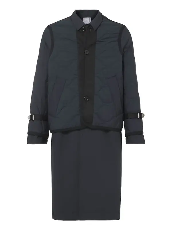Sacai Quilted Layered Ripstop Coat - Black