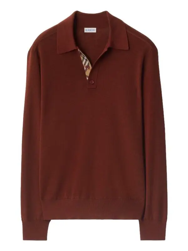 Burberry Long-sleeve Wool Polo Shirt - Box Red