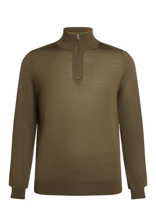 Paul Smith Merino Wool Quarter-zip Sweater - Brown