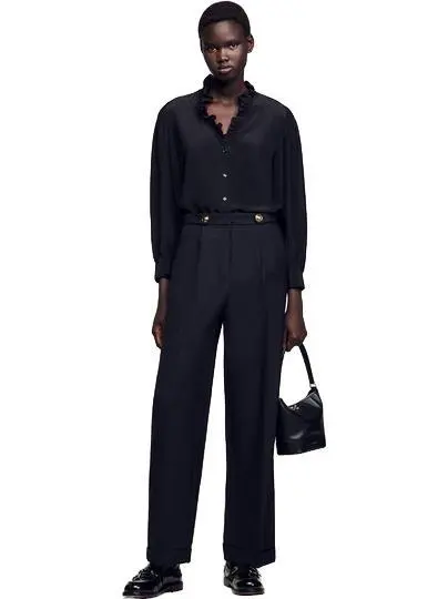 Sandro Flowy Silk Shirt - Black