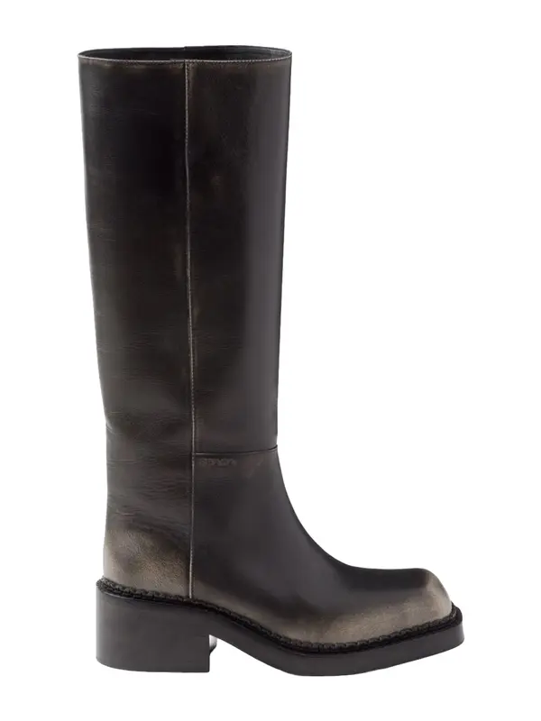 Prada Leather Knee-high Boots - Black
