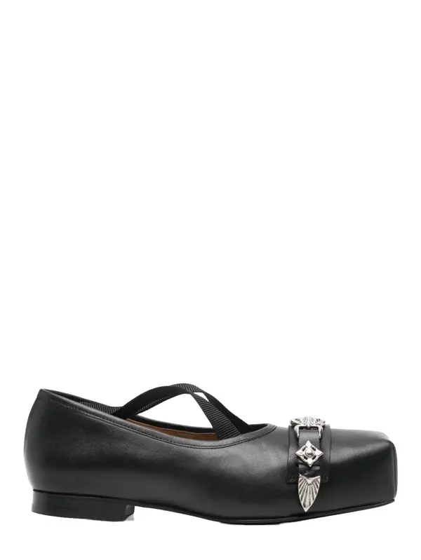 Toga Metallic-detail Ballet Flats - Black