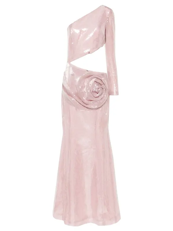 JEAN-LOUIS SABAJI Floral-detail Sequinned Gown - Pink