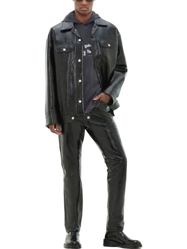 COURREGES Shine-effect Biker Jacket - Black