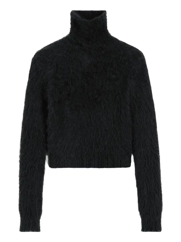 Ami Brushed-effect Cotton Jumper - Black