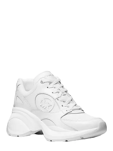 Michael Kors Zuma Leather And Mesh Trainer - White
