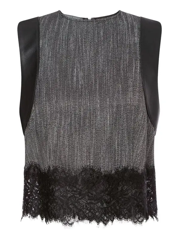 Alberta Ferretti Sleeveless Lace-detail Top - Grey