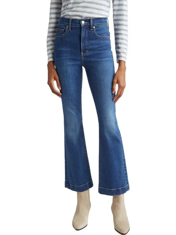 Veronica Beard Carson Ankle Flare Jeans - Bright Blue