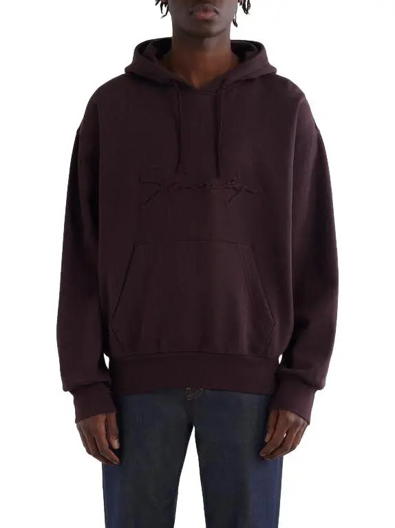 Givenchy Boxy Fit Logo Cotton Hoodie - Burgundy