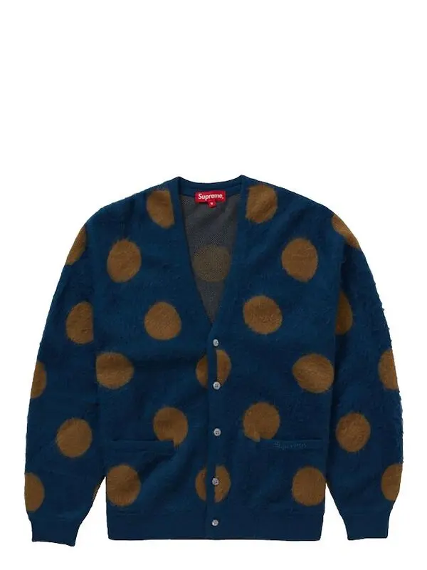 Supreme Brushed Polka Dot Cardigan - Navy Blue
