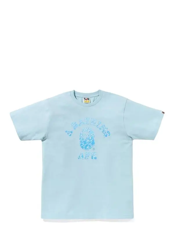 A BATHING APE Abc Sea Surface Camo College Tee Shirt - Sax