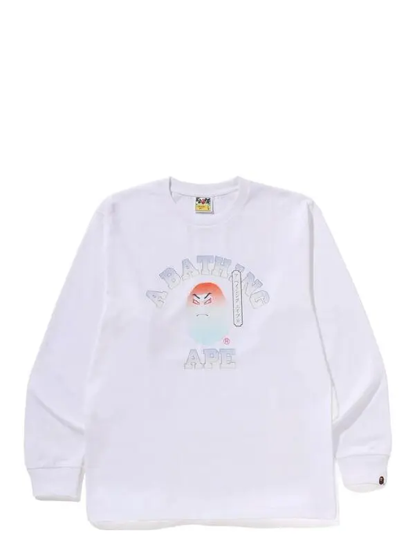A BATHING APE Kabuki Head Long Sleeve Tee Shirt - White