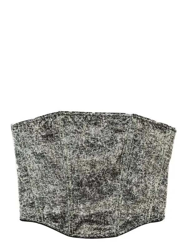 FLEUR DU MAL Silk Corset Top - Grey Acid Wash