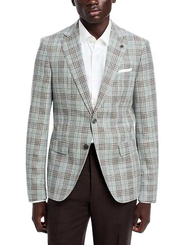 BOSS H Hutson Plaid Slim Fit Sport Coat - Light Pastel Green