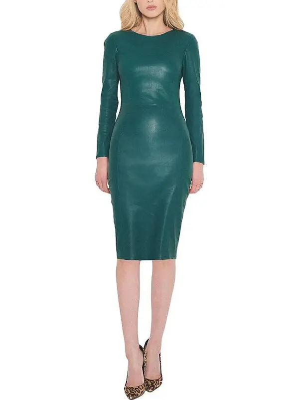 AS By DF Mrs. Smith Stretch Leather Midi Dress - Forest Green