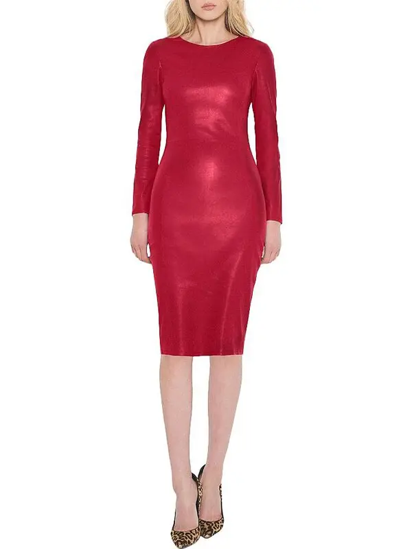 AS By DF Mrs. Smith Stretch Leather Midi Dress - Red